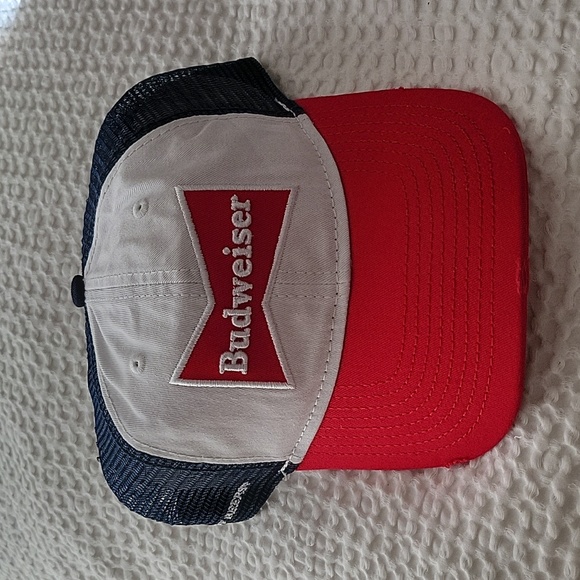 Budweiser | Accessories | Budweiser Trucker Hat Cap Red White Blue Mesh ...